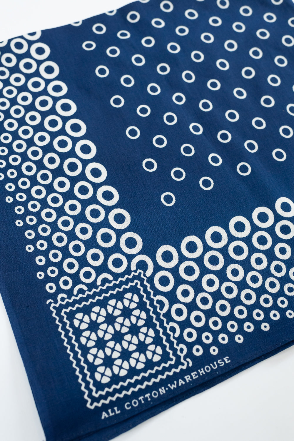 Lot 5227 - Selvedge Bandana C Circle Pattern - Indigo | Dant